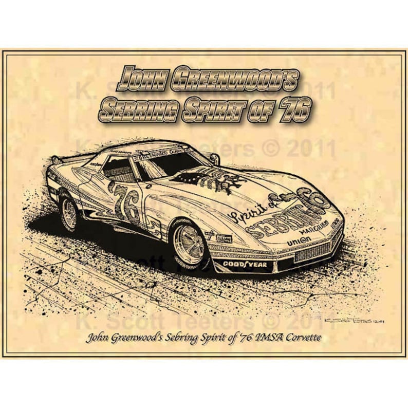 John Greenwood's 1976 Spirit of Sebring IMSA Racing Corvette Art Print ...