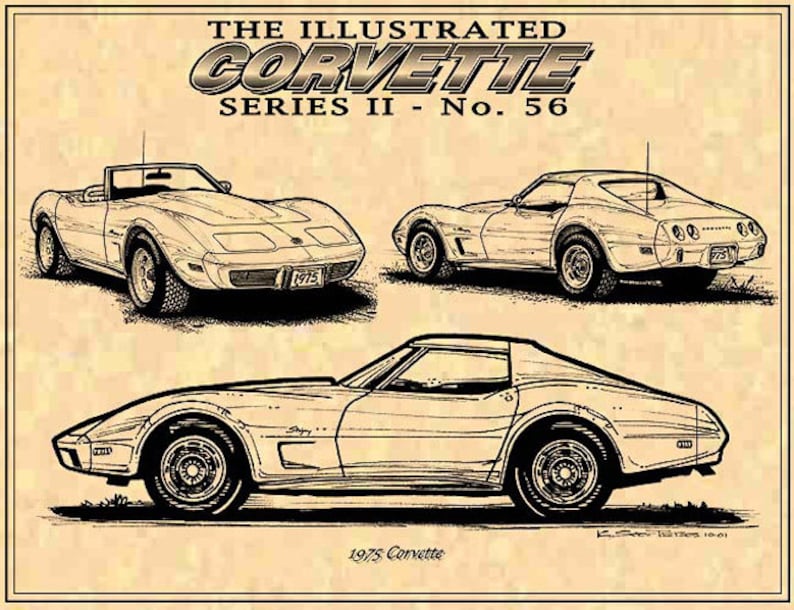 1975 Corvette C3 Car Art Print75 Production Corvette75 - Etsy