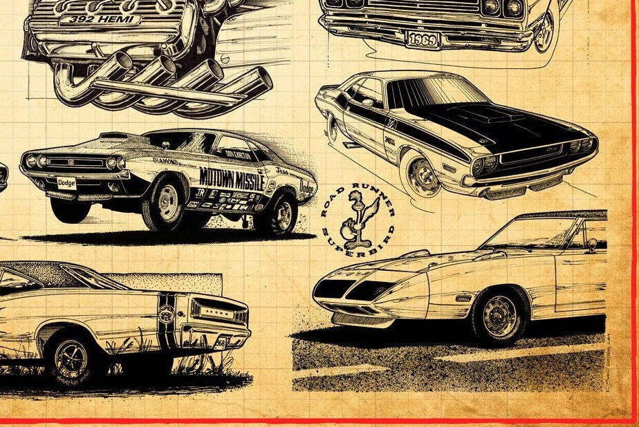 MOPAR MUSCLE Classic Dodge & Plymouth Muscle Cars Poster Art | Etsy