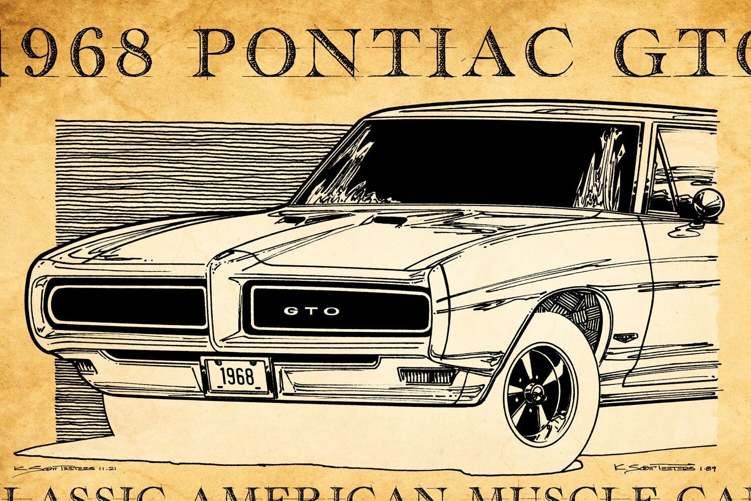 1968 Pontiac GTO Canvas Wrap Art Print 12x18 16x14 Classic - Etsy