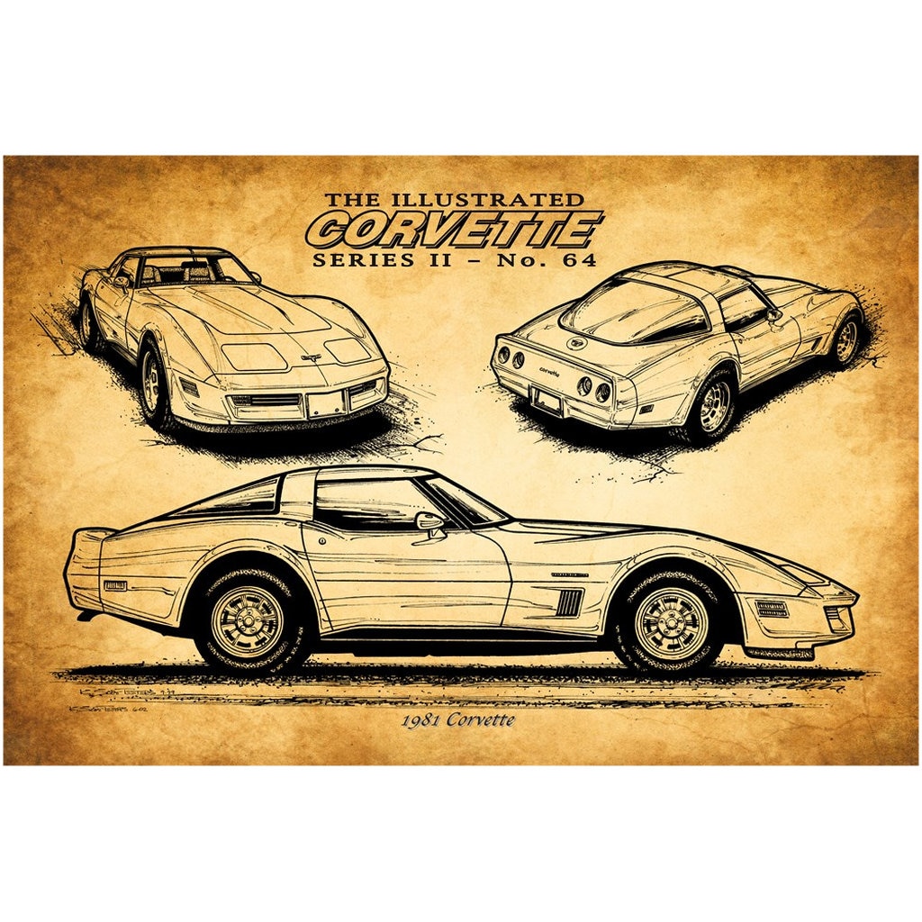 1981 Corvette Canvas Poster, 12x18 or 16x24, C3 Corvette, Car Guy Art ...