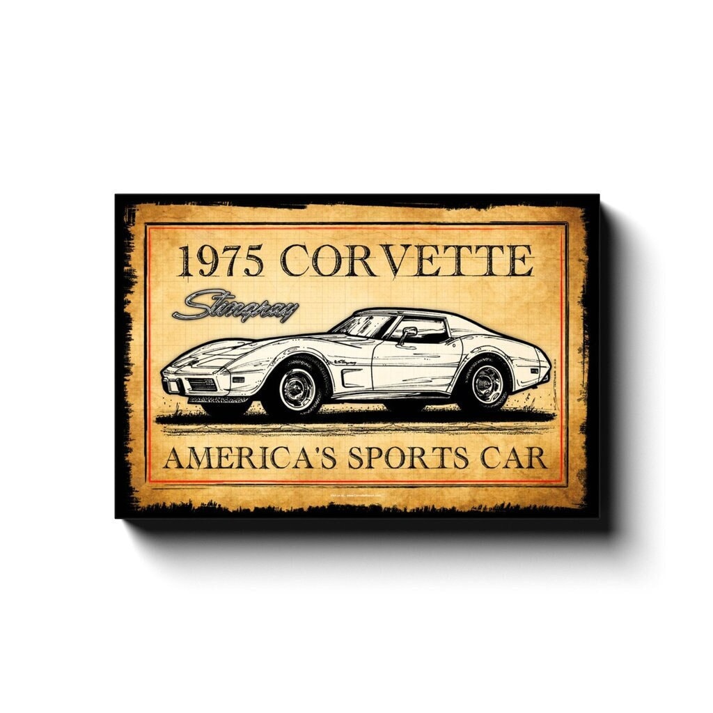 1975 Corvette Stingray Canvas Wrap Art Print 12x18, 16x24 Classic C3 ...
