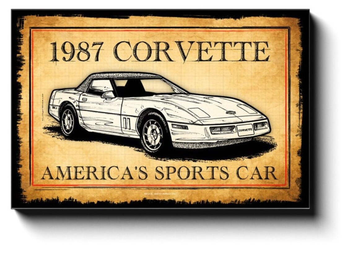 1987 C4 Corvette Canvas Wrap Art Print ,12x18, 16x24 Classic C4 ...