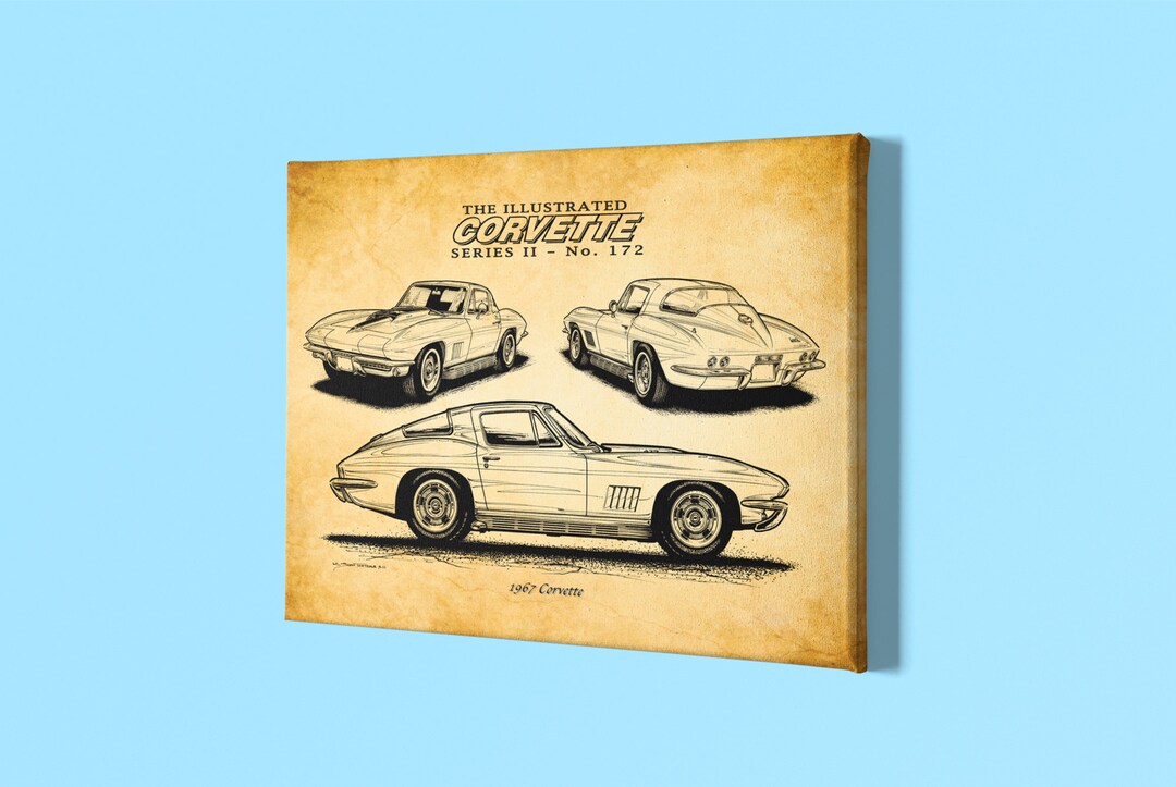 1967 Corvette Canvas Wrap, 427 Sting Ray Art, 12x18 or 16x24 Sports Car ...