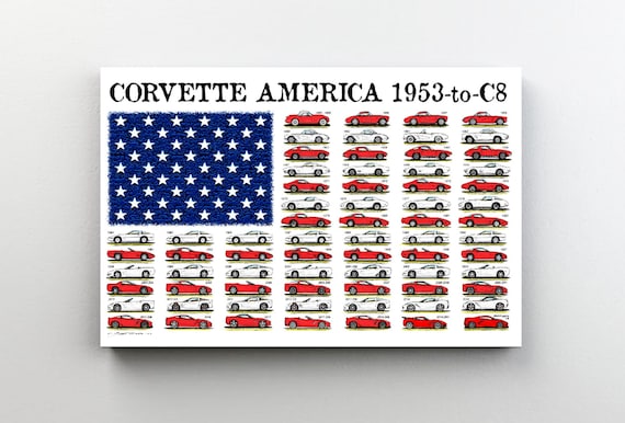 Corvettes Flag Canvas Wrap Choice 12 X 18 or 24 X 36 - Etsy
