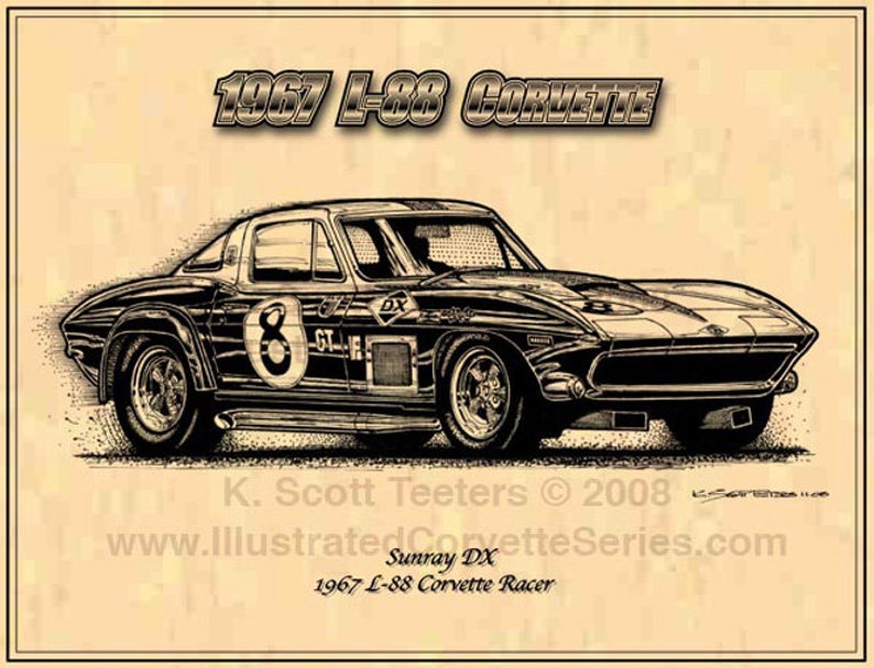 1967 L88 Sunray DX Corvette Racer Print,1967 Corvette C2,67 Corvette ...