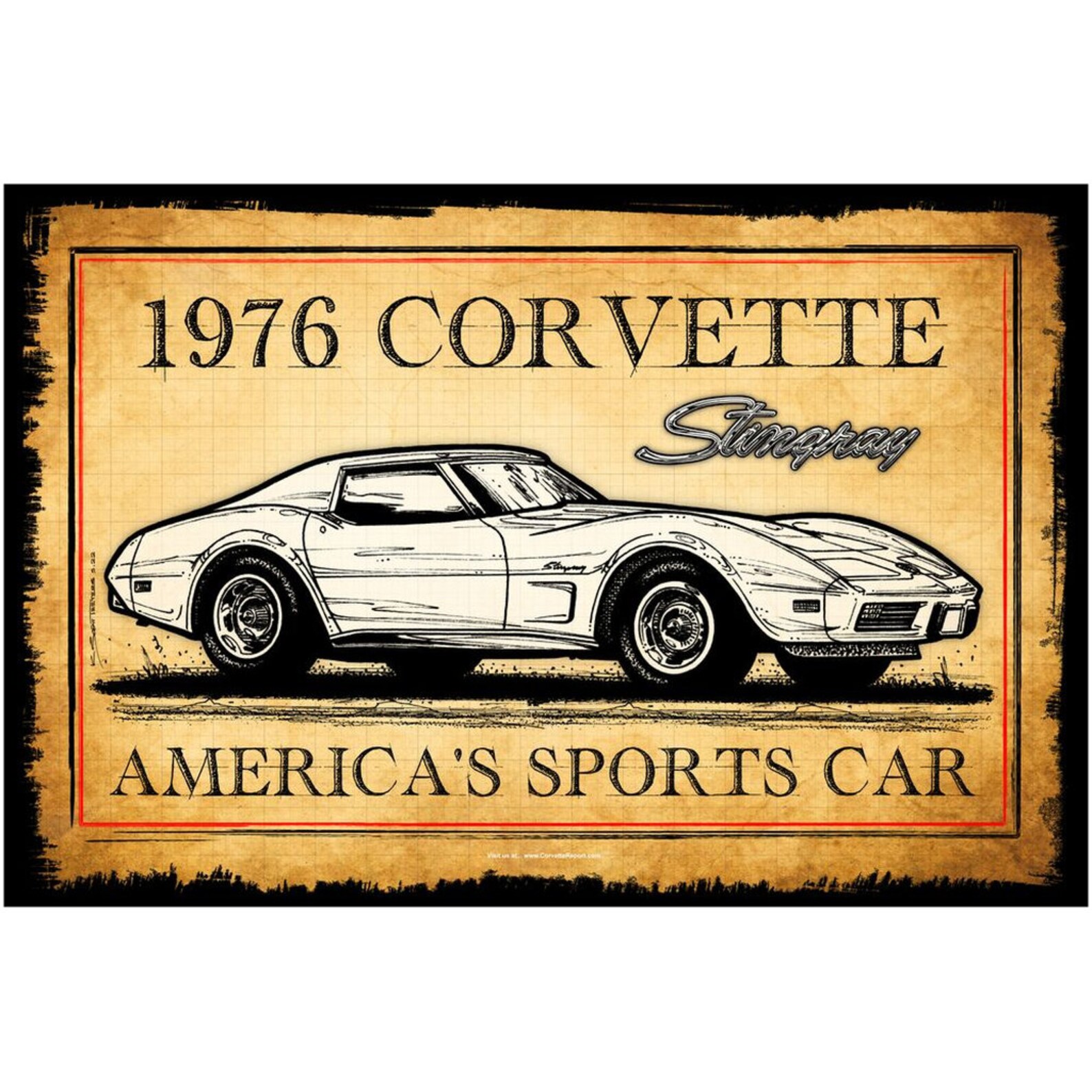 1976 Corvette Stingray Canvas Poster 12x18, 16x24, Art Print, Corvette ...