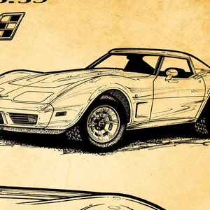 1977 Chevrolet Corvette Stingray Sports Car, 12x18 or 16x24 Canvas ...