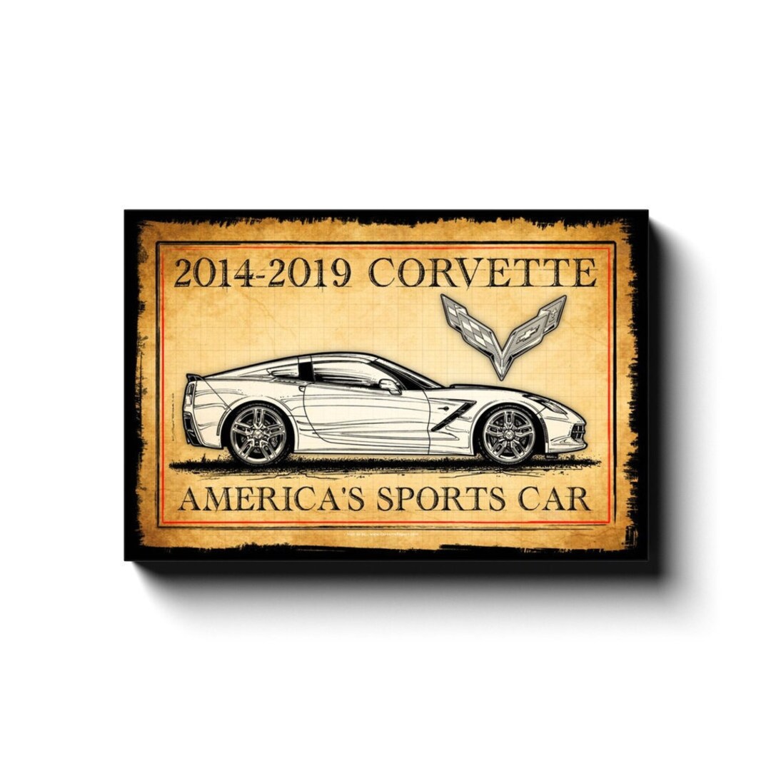 2014-2019 C7 Corvette Coupe Canvas Wrap Art Print ,12x18, 16x24 Classic ...