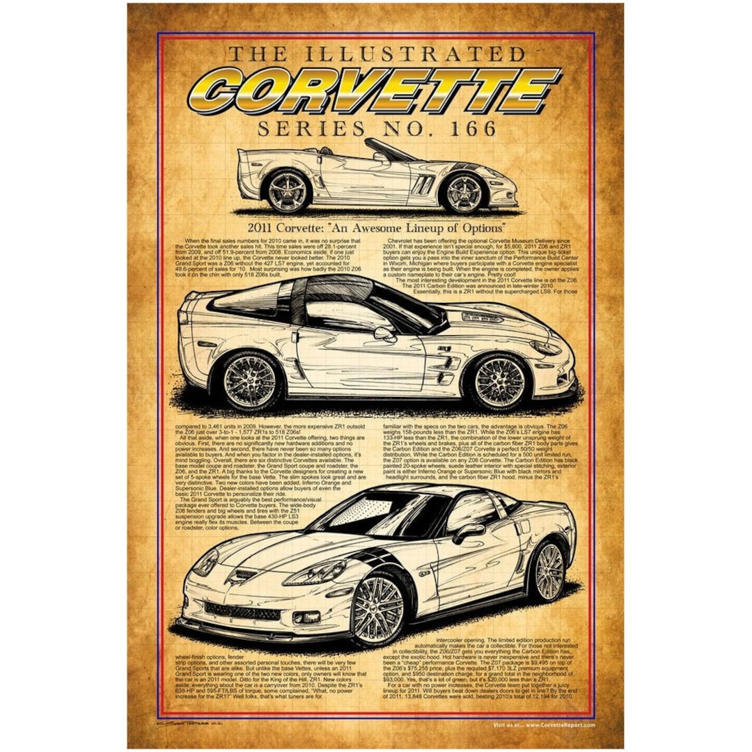 2011 Corvette Canvas Poster Art Print, 12x18, 16x24 Classic C6 Z06 ZR1 ...