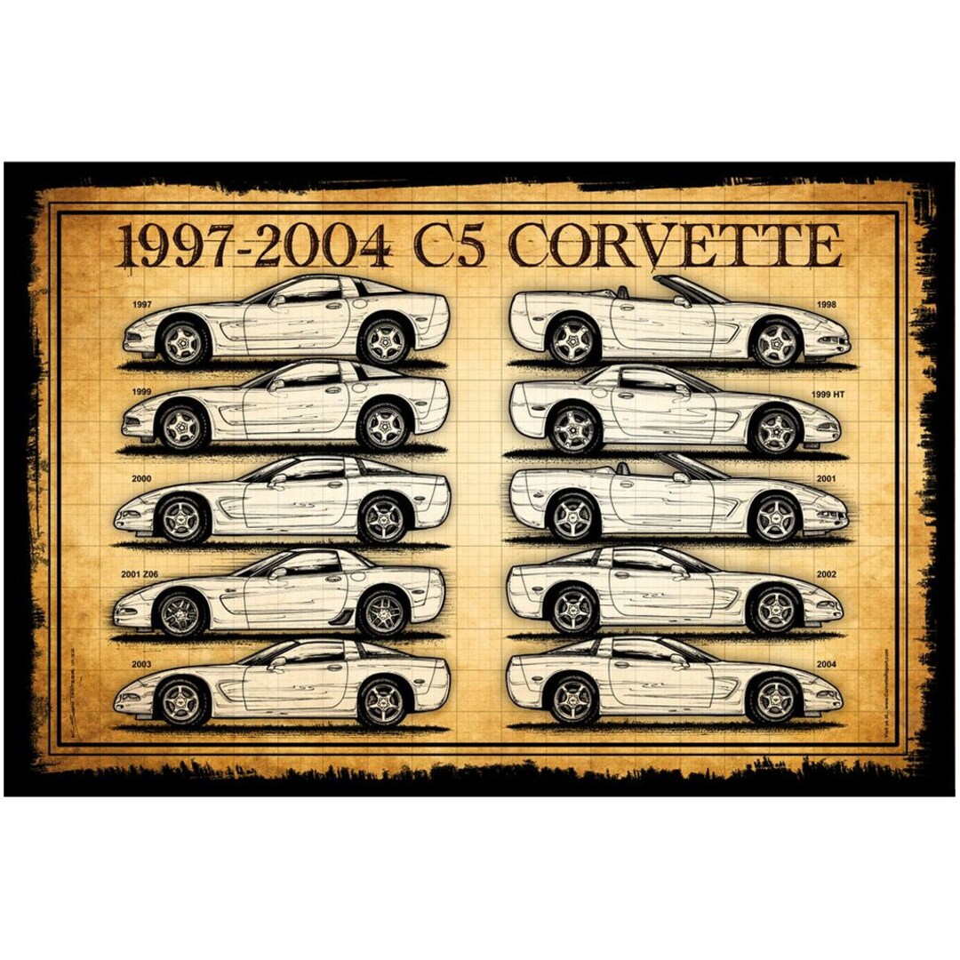 C5 Generation Corvette Canvas Poster Print, 12x18, 16x24, 1997 to 2004 ...