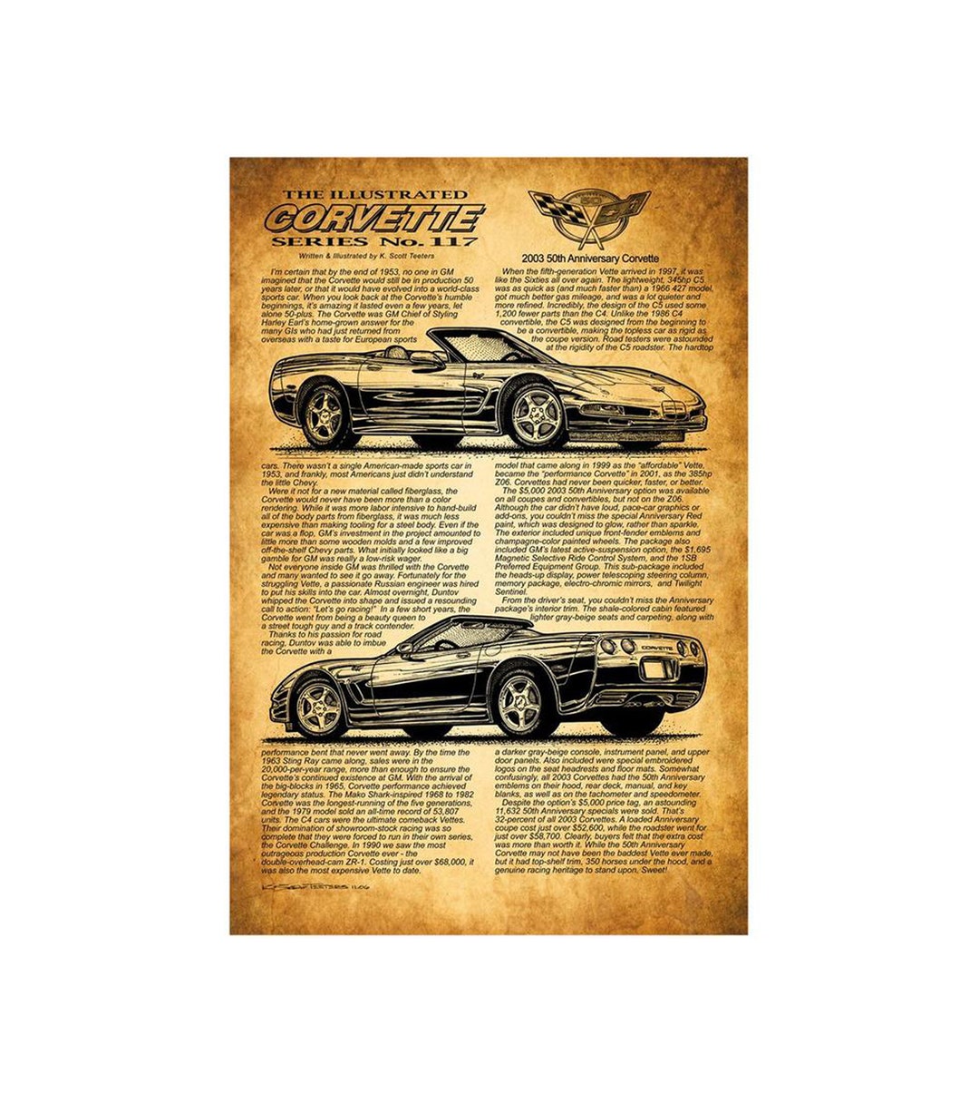 2003 50th Anniversary Corvette Canvas Poster, C5 Chevrolet Corvette Art ...