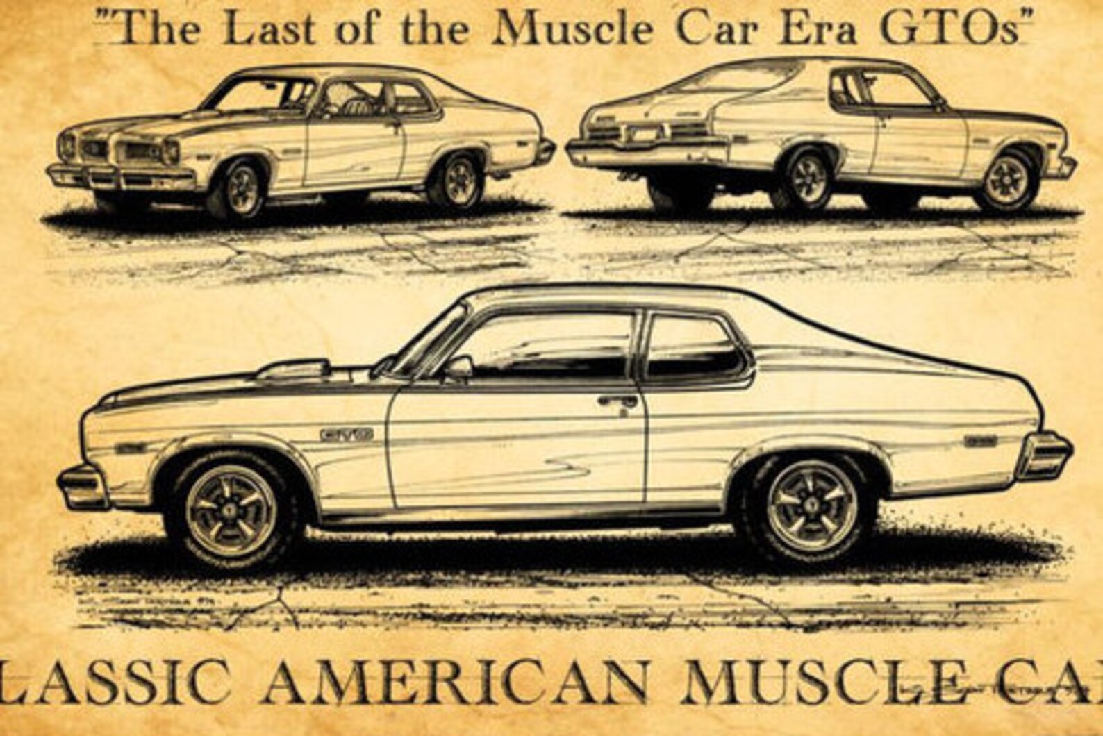 1974 Pontiac GTO Canvas Wrap Art Print ,12x18, 16x24 Classic Pontiac ...