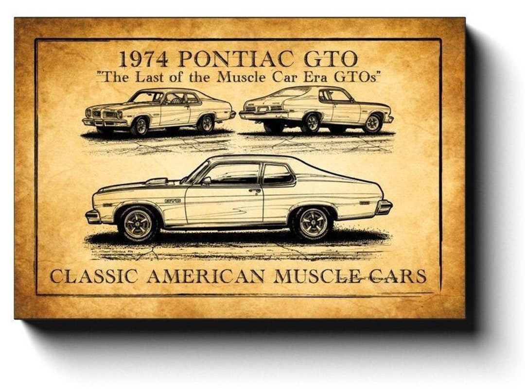 1974 Pontiac GTO Canvas Wrap Art Print ,12x18, 16x24 Classic Pontiac ...