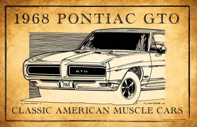 1968 Pontiac GTO Canvas Wrap Art Print 12x18 16x14 Classic - Etsy