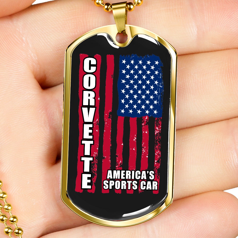Corvette Dog Tag Necklace Corvette American Flag Dog Tag - Etsy