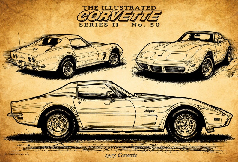 1973 Corvette Canvas Art Wrap, 12x18 or 16x24, C3 Corvette, Car Guy Art ...