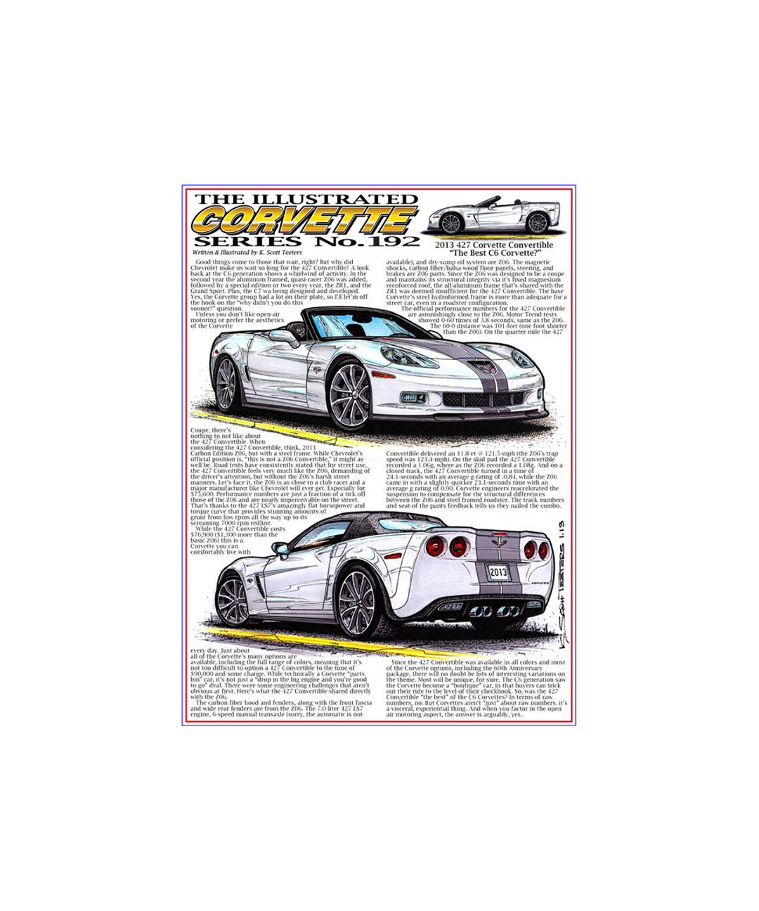 2013 Corvette Car Art Print,60th Anniversary Edition,k. Scott Teeters ...