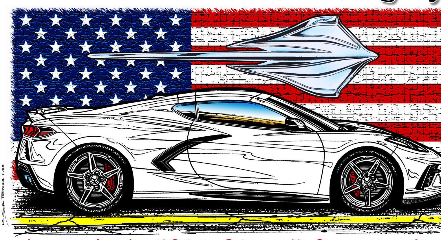 2020 Mid-engine C8 Corvette Stingray Canvas Wrap, 12x18 and 16x24 C8 ...