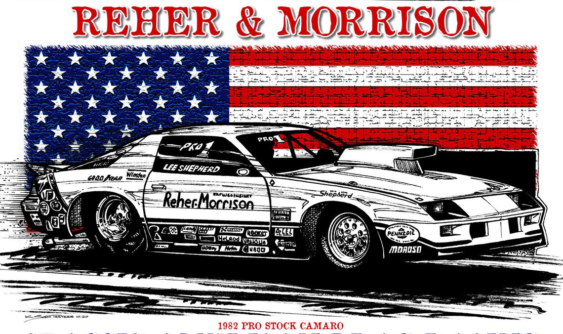 Reher & Morrison Canvas Wrap, 1982 Pro Stock Camaro Drag Racing ...