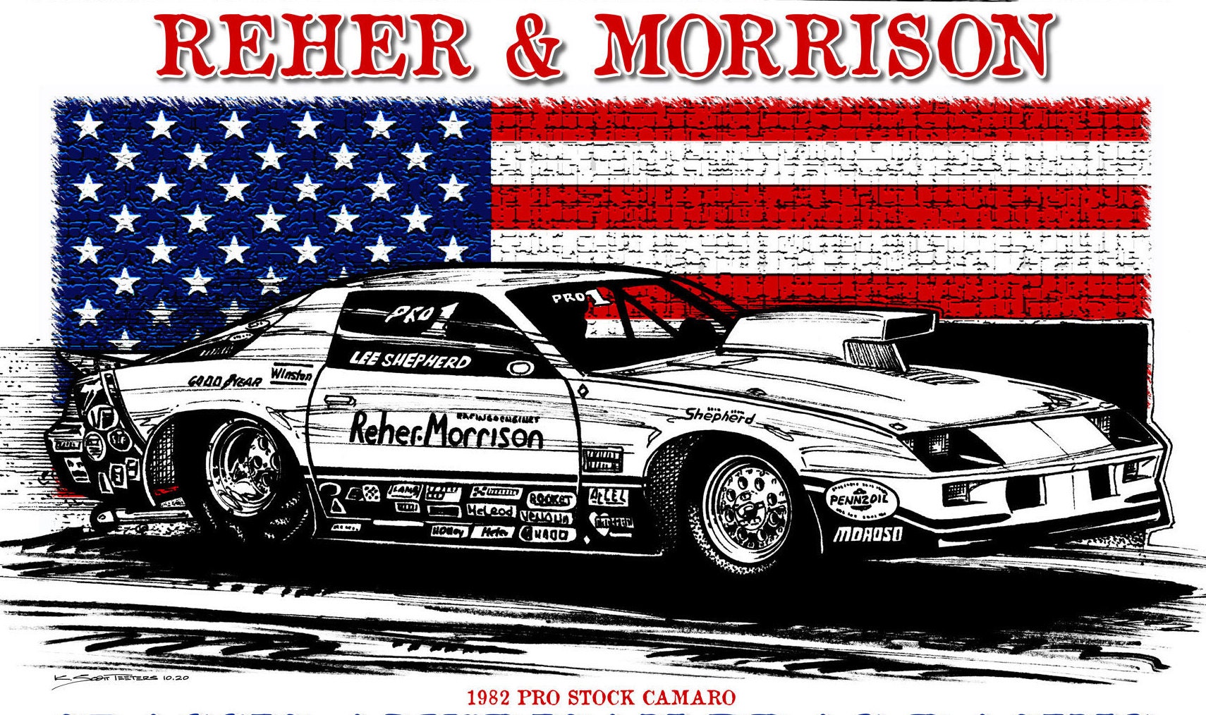 Reher & Morrison Canvas Wrap, 1982 Pro Stock Camaro Drag Racing ...