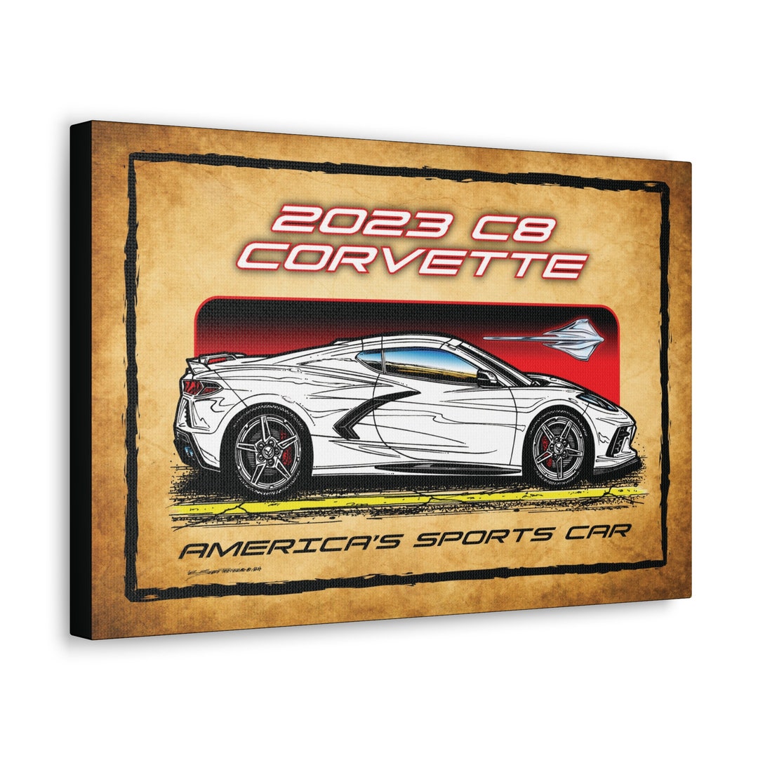 2023 C8 Corvette Coupe Art, C8 2023 Corvette Lover Coupe Wall Decor ...