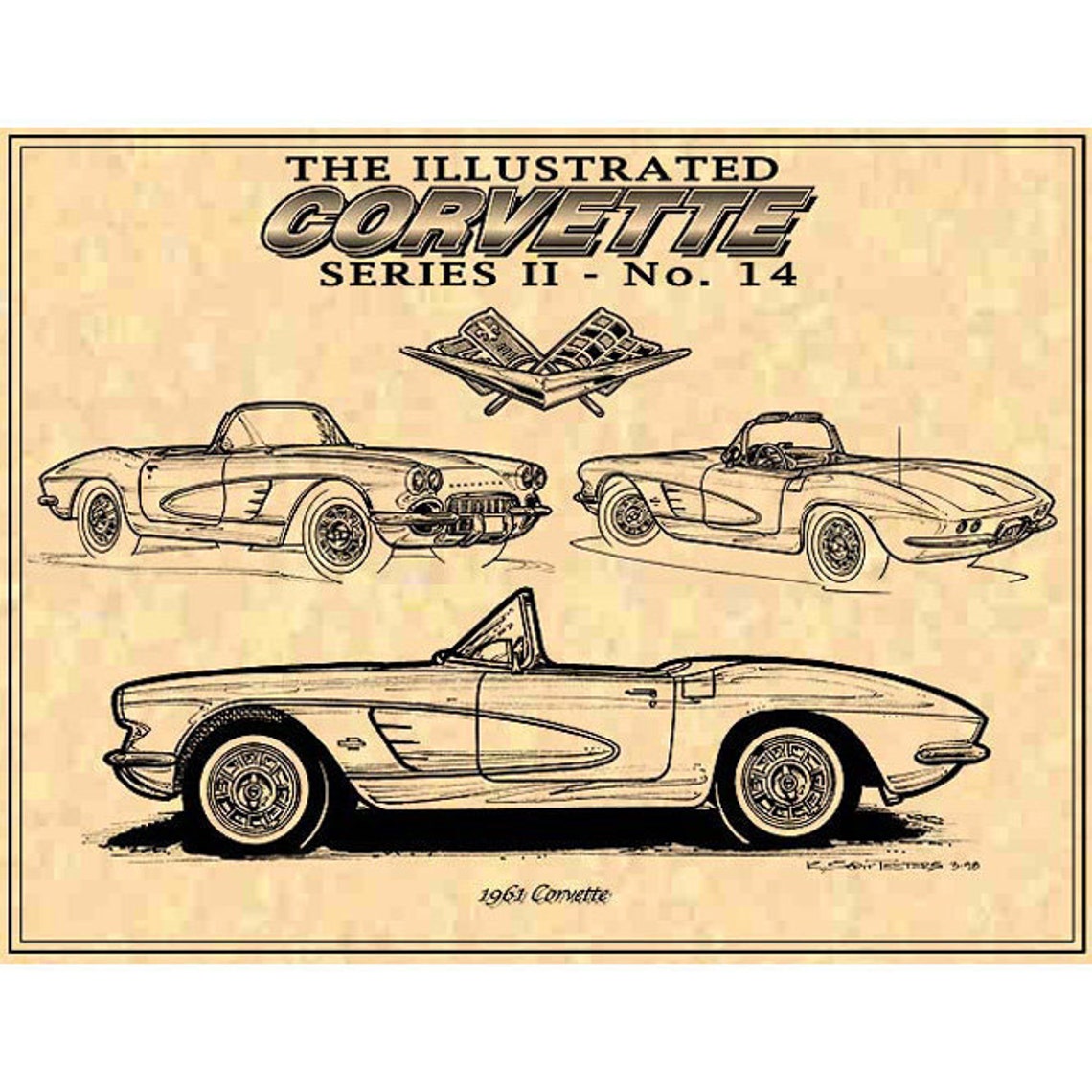 1961 C1 Corvette Car Art Print,61 C1 Print,c1 Corvette,man Cave Decor ...