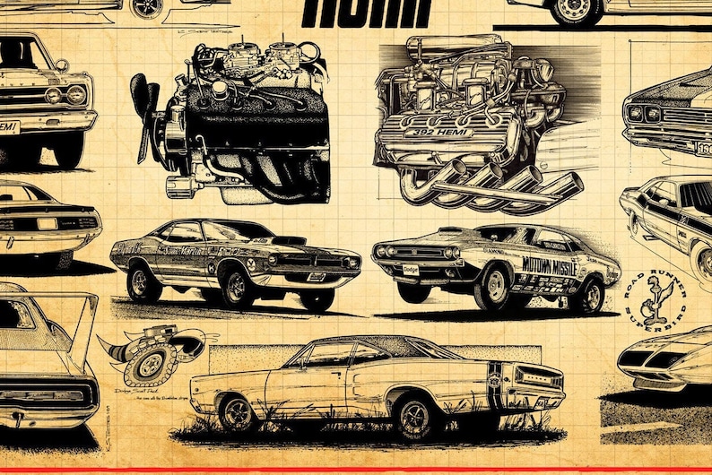MOPAR MUSCLE Classic Dodge & Plymouth Muscle Cars Poster Art | Etsy