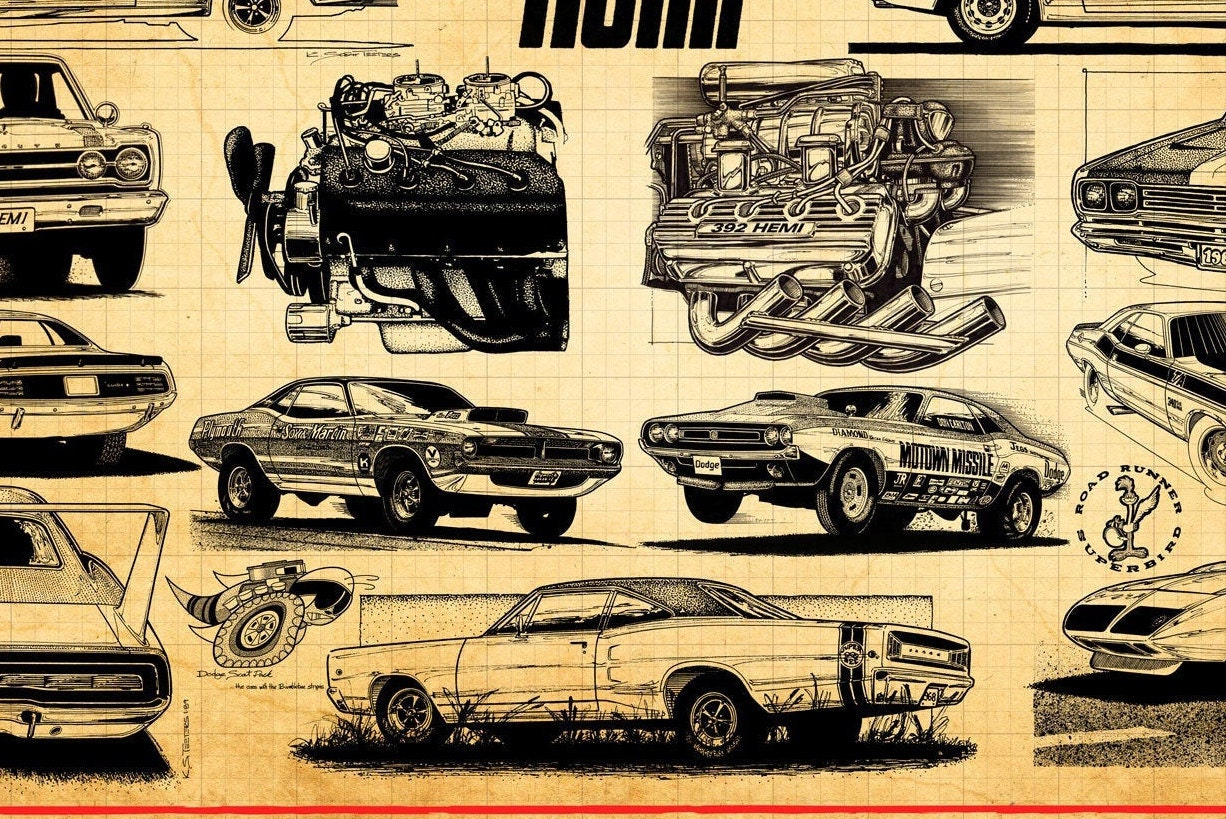 MOPAR MUSCLE Classic Dodge & Plymouth Muscle Cars Poster Art - Etsy UK