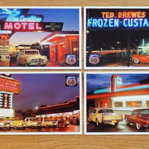 Vintage Route 66 Car Postcards, Collection of 12 Rt 66 Collectible 4 X ...