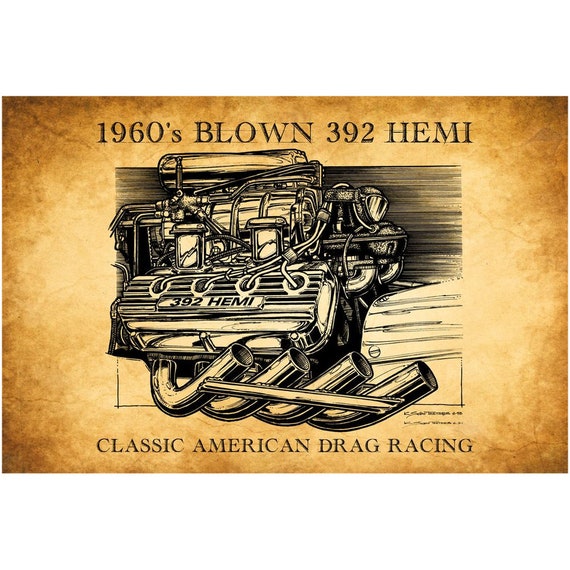 1960s 392 Blown Hemi Dragster Engine Canvas Poster Art Print - Etsy