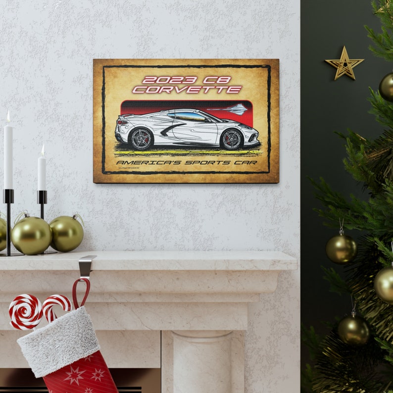 2024 C8 Corvette Coupe Art, C8 2024 Corvette Lover Coupe Wall Decor ...