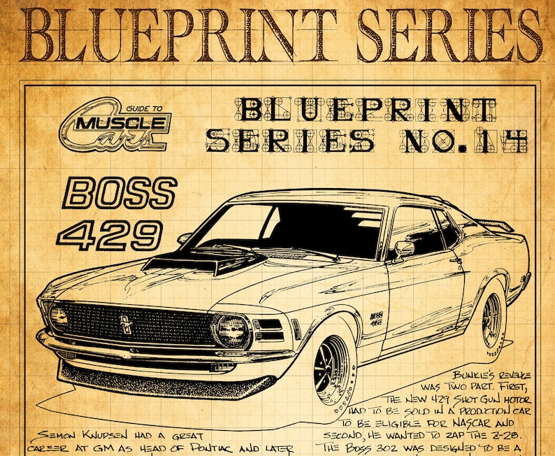1970 BOSS 429 Mustang Canvas Poster Art Print Mustang Muscle - Etsy