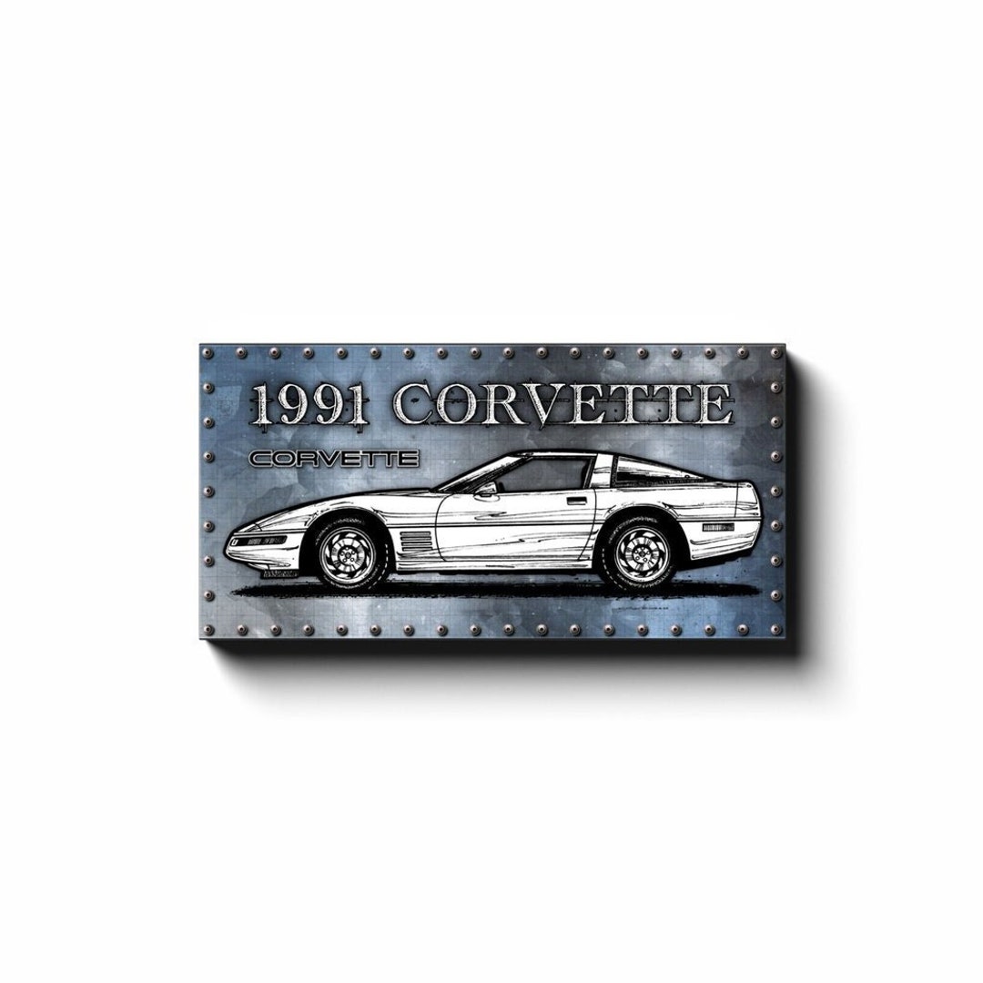 1991 Corvette Fastback Canvas Wrap Art Print ,10x20, 15x30 Classic C4 ...
