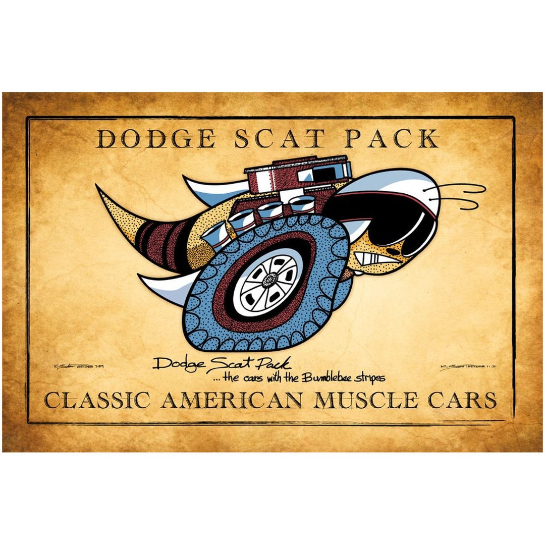 1970 Dodge Scat Pack Badge Canvas Wrap Art Print, 12x18, 16x24, Dodge ...
