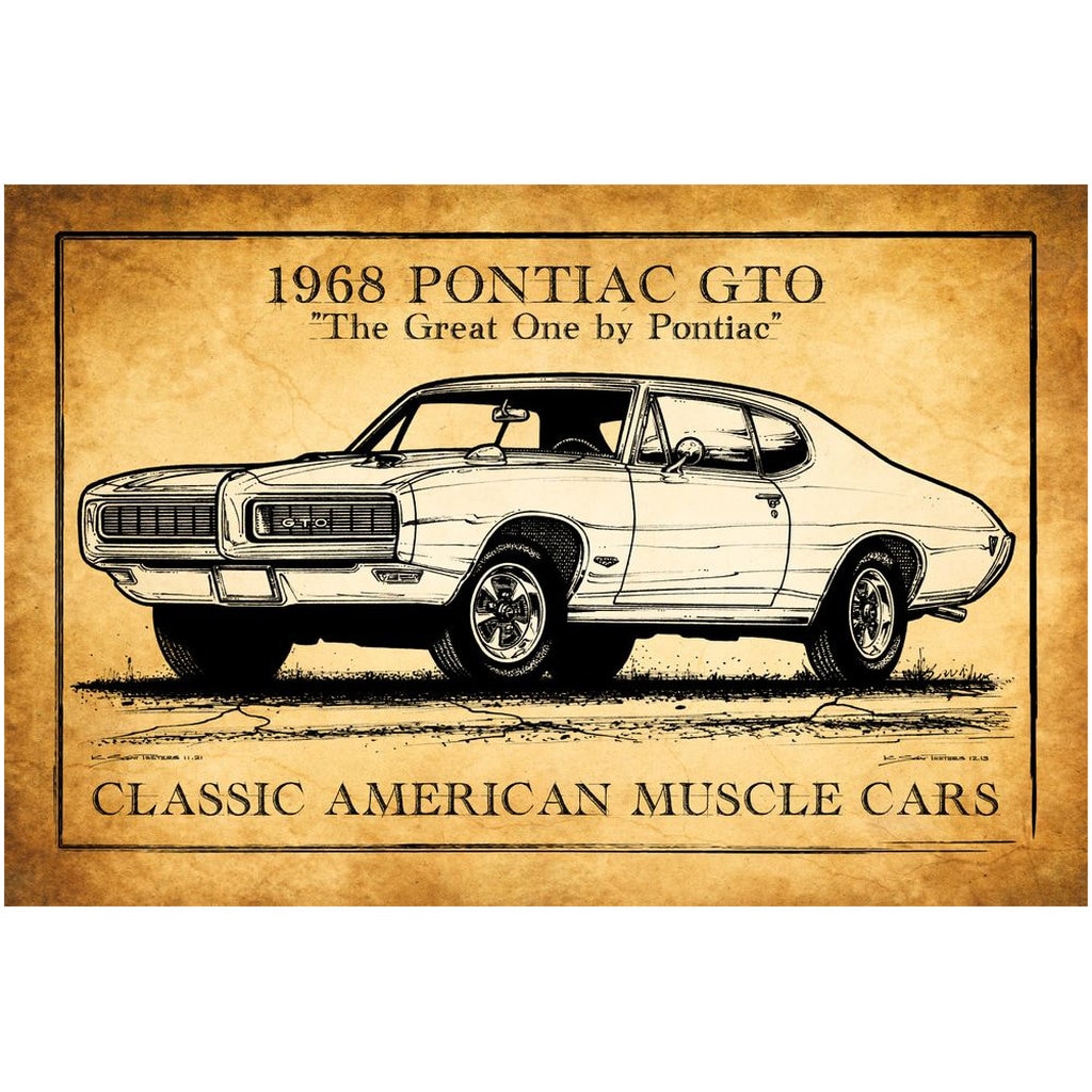 1968 Pontiac GTO the Great One Canvas Poster Art Print, 12x18, 16x24 ...