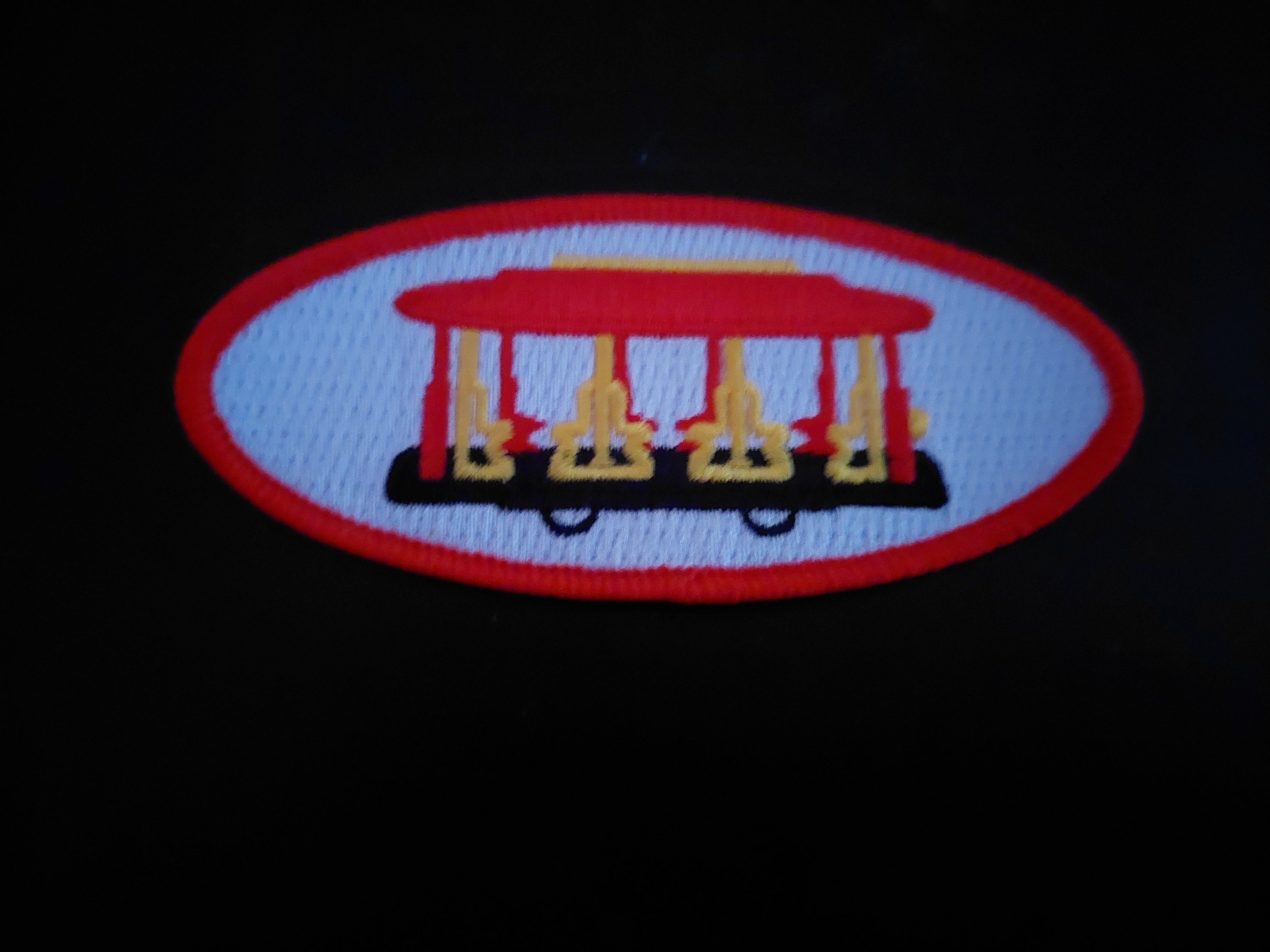 Red Oval Trolley Patch - Sew on Applique (4 in X 1 3/4 In) - Etsy