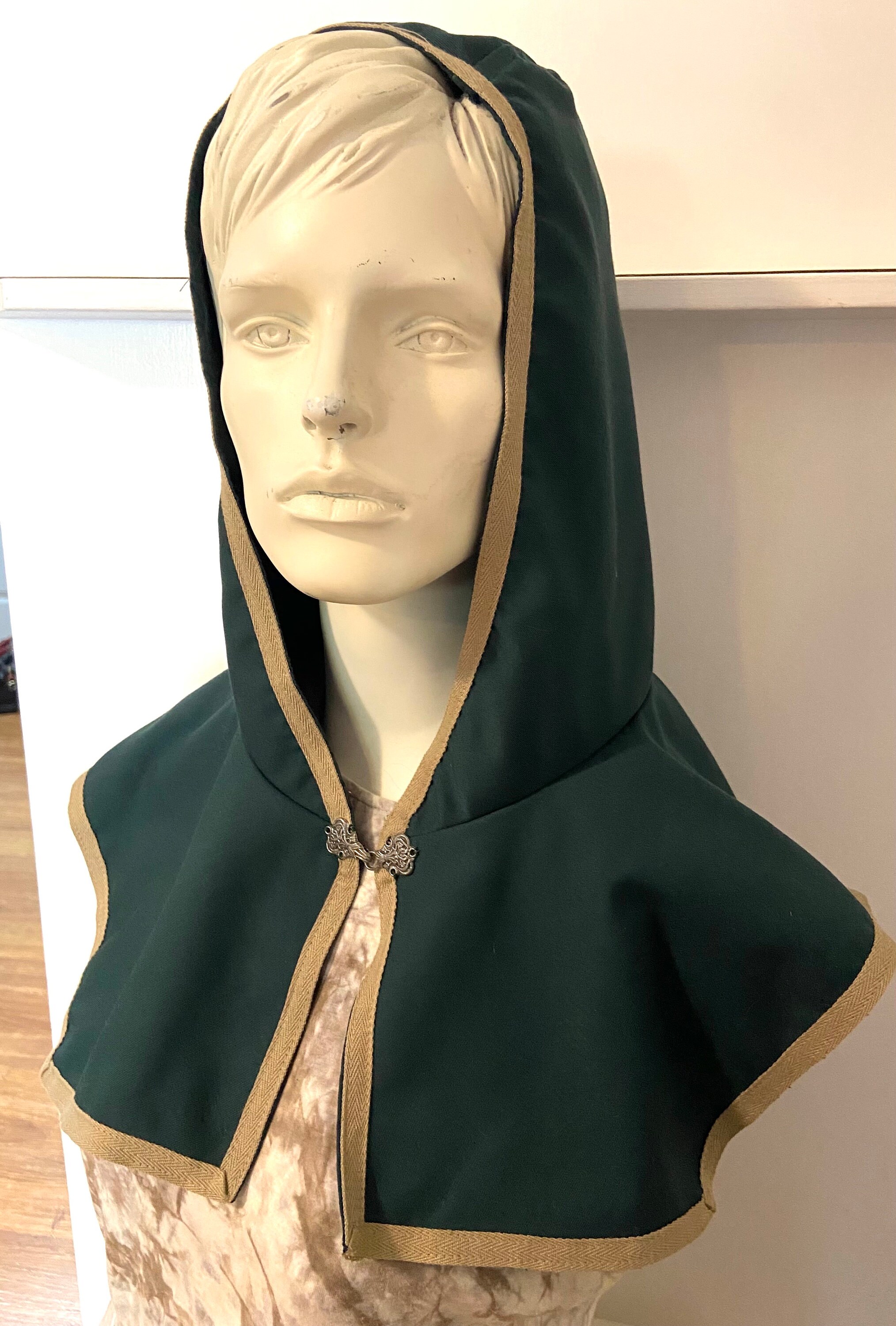 Medieval Hooded Shoulder Cape With Clasp. Larp Historical Viking Knight ...