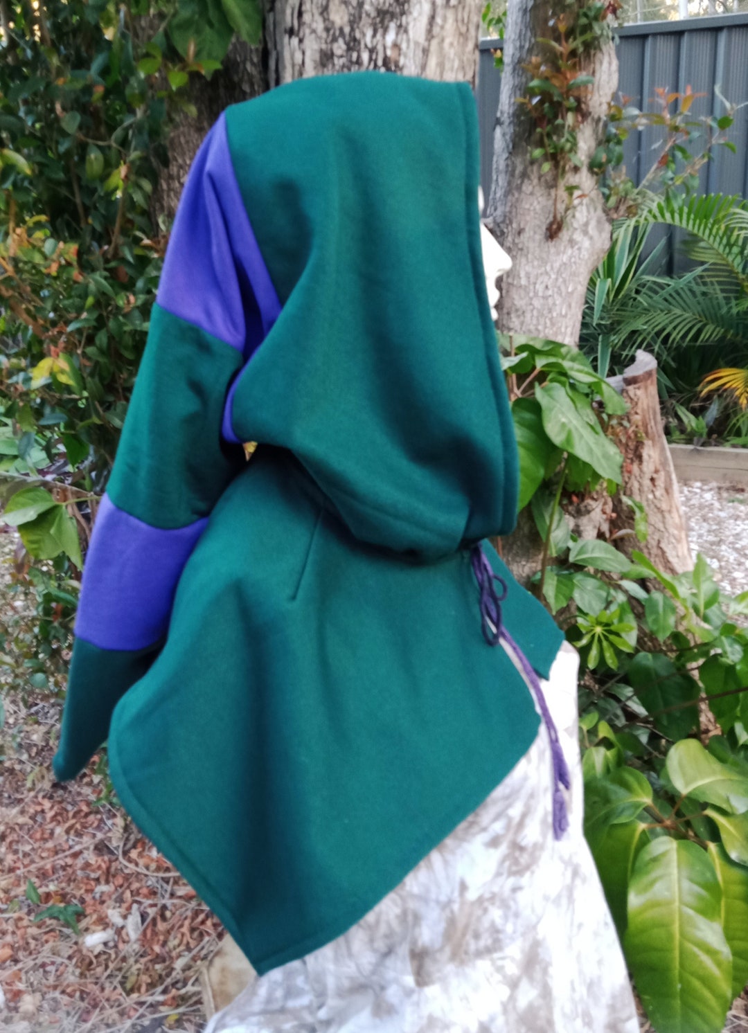 Stripey Hooded Pixie Cape With Long Point. Soft Fleece Hat. - Etsy