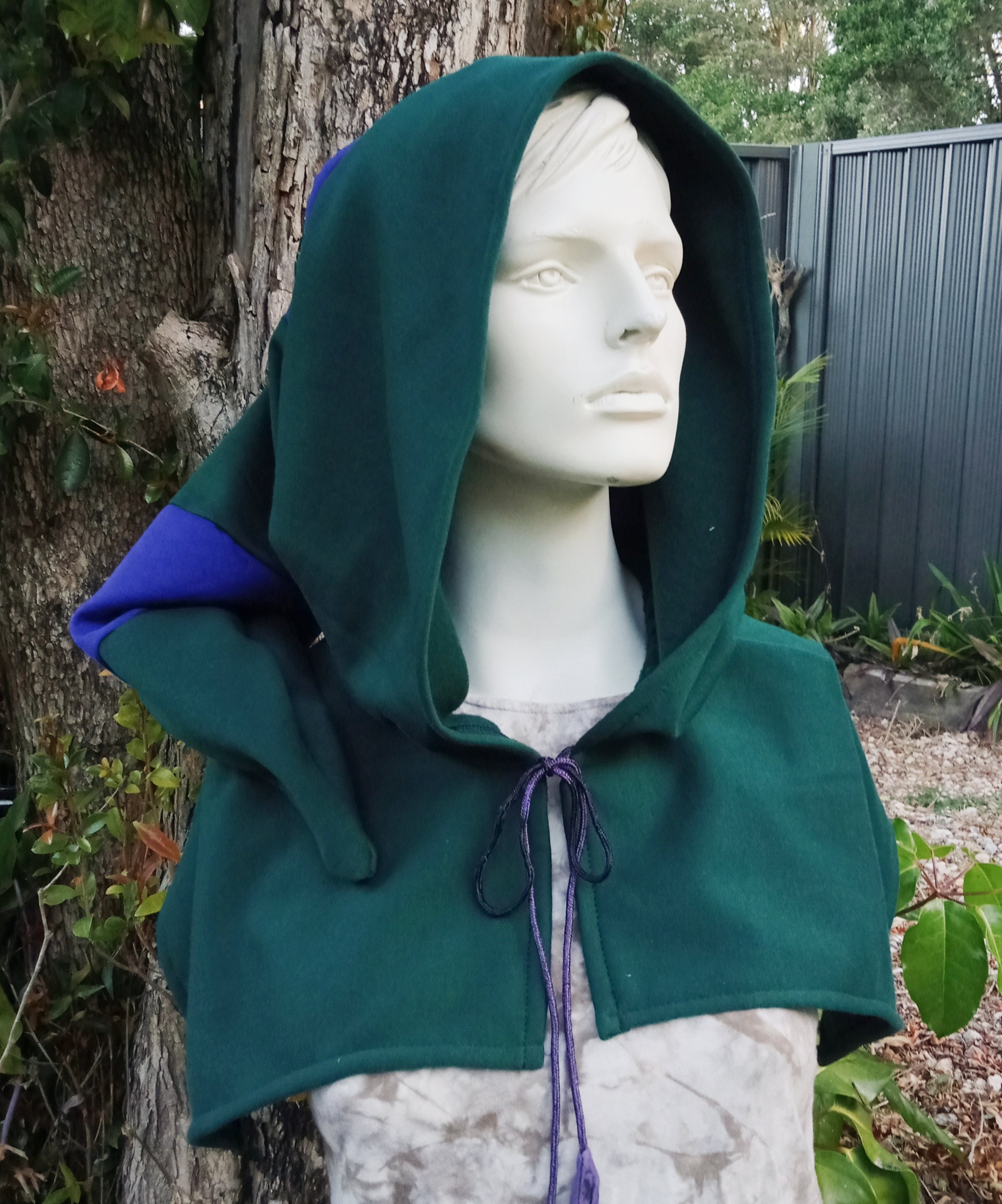 Stripey Hooded Pixie Cape With Long Point. Soft Fleece Hat. - Etsy