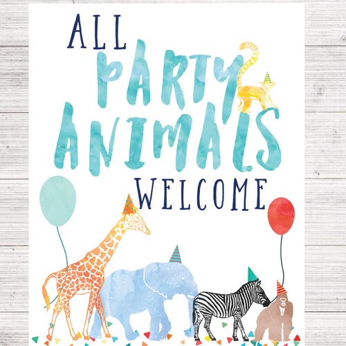 Editable Party Animals Welcome Sign Party Animal Sign Zoo - Etsy Australia