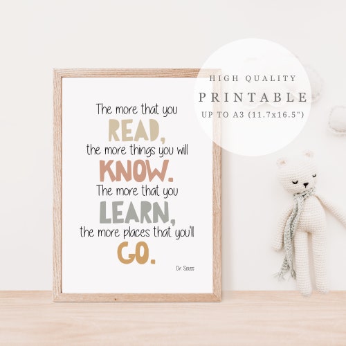 Dr Seuss Nursery Quote Print the More That You Read the More - Etsy