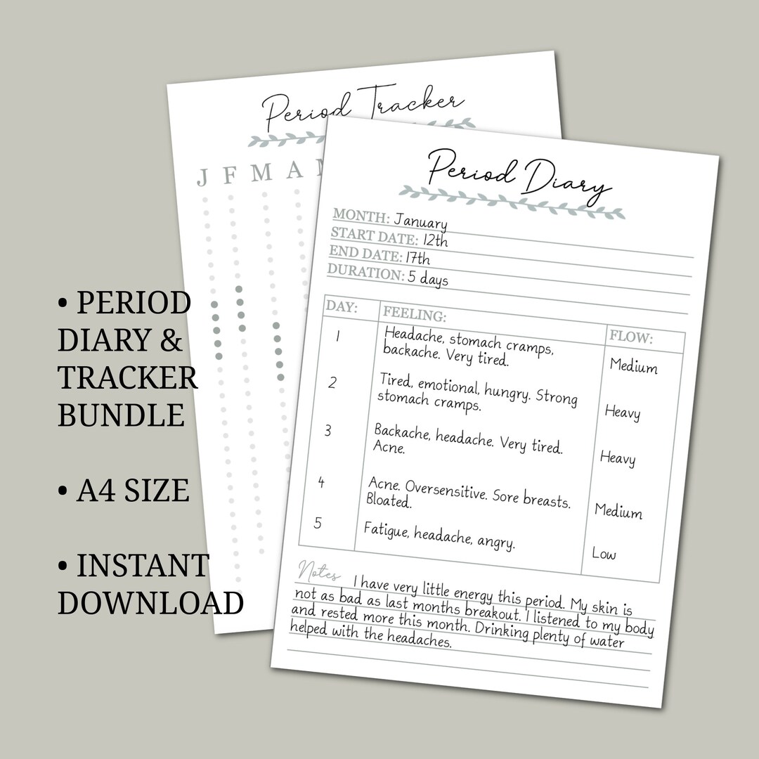 Period Diary & Tracker Bundle Printable Period Tracker - Etsy