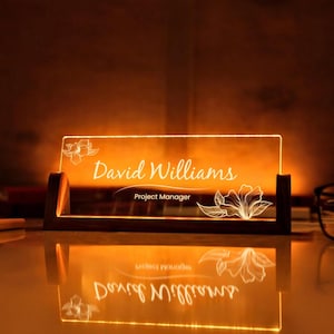 Personalized Desk Name Plate With Wooden Base, Personalized Office ...