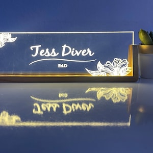 Personalized Desk Name Plate With Wooden Base, Personalized Office ...