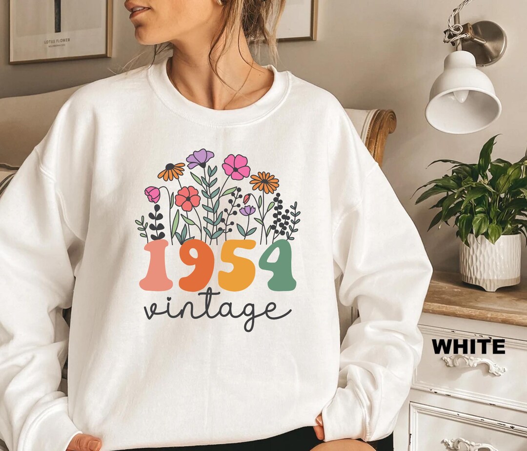 1954 Shirt, 70th Birthday Shirt, Flower 1954 Birth Year Number Shirt ...