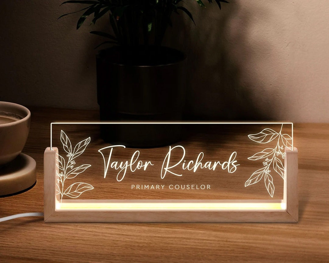 Personalized Desk Name Plate With Wooden Base, Personalized Office ...