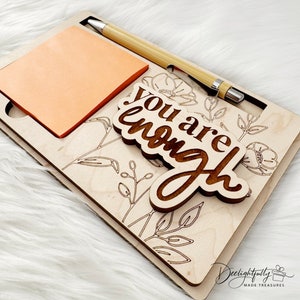 Wood Sticky Note Holder, Inspirational Office Decor, Self Care ...