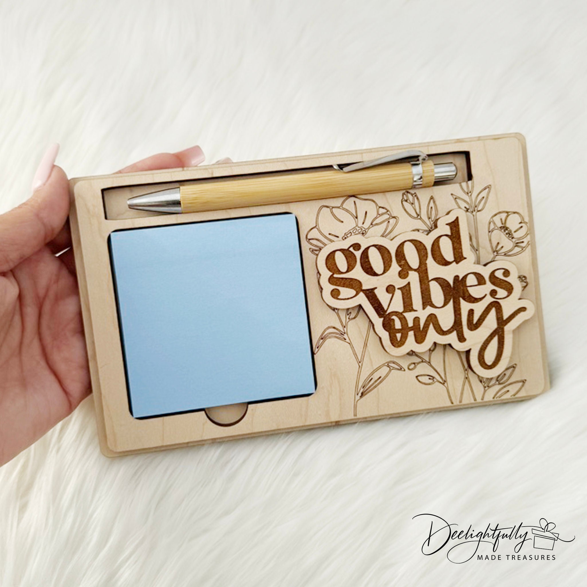 Wood Sticky Note Holder, Inspirational Office Decor, Self Care ...