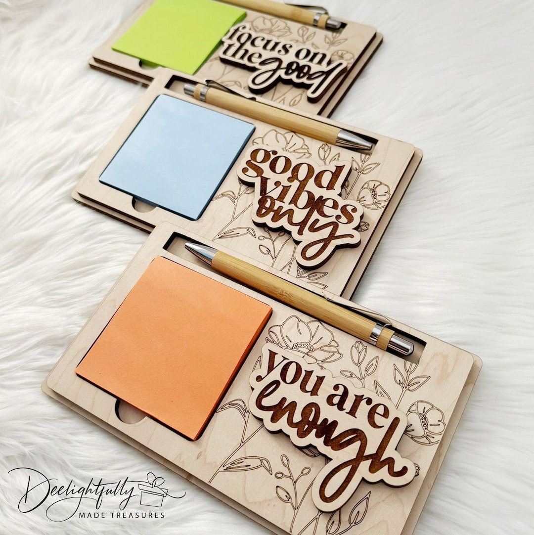 Wood Sticky Note Holder, Inspirational Office Decor, Self Care ...